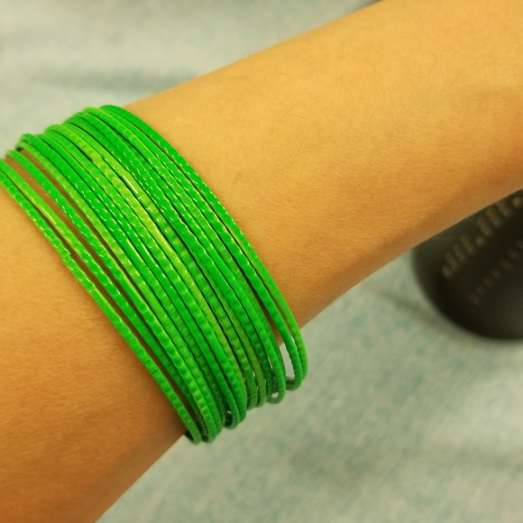 Jewelry | Nwt Neon Green Bangles Set Of 15 85 | Poshmark
